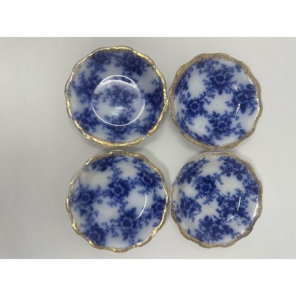 WARWICK | Dining | Antique Warwick China Flow Blue Bowl Floral Gold ...